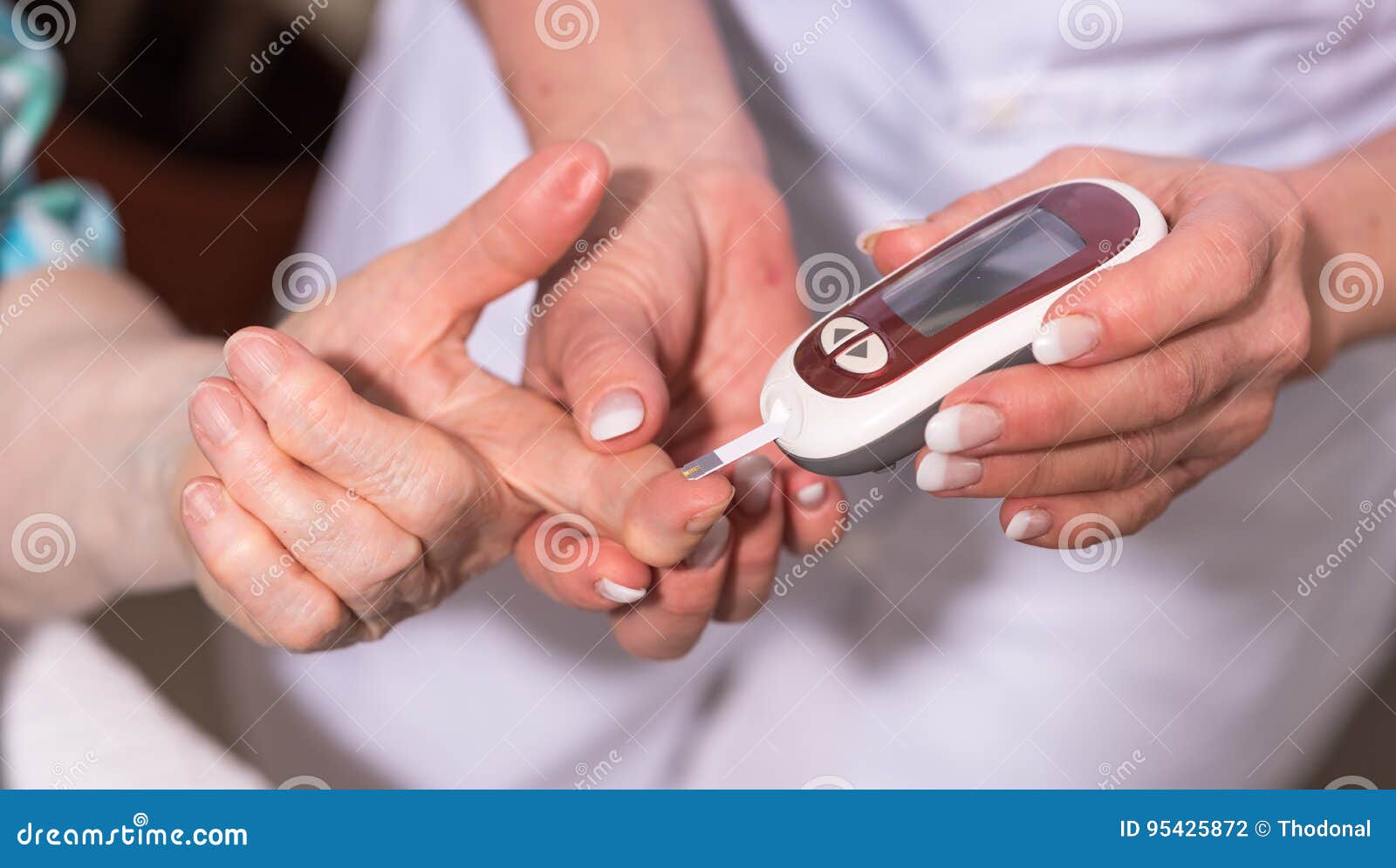 Blood sugar level checking stock photo. Image of blood - 95425872
