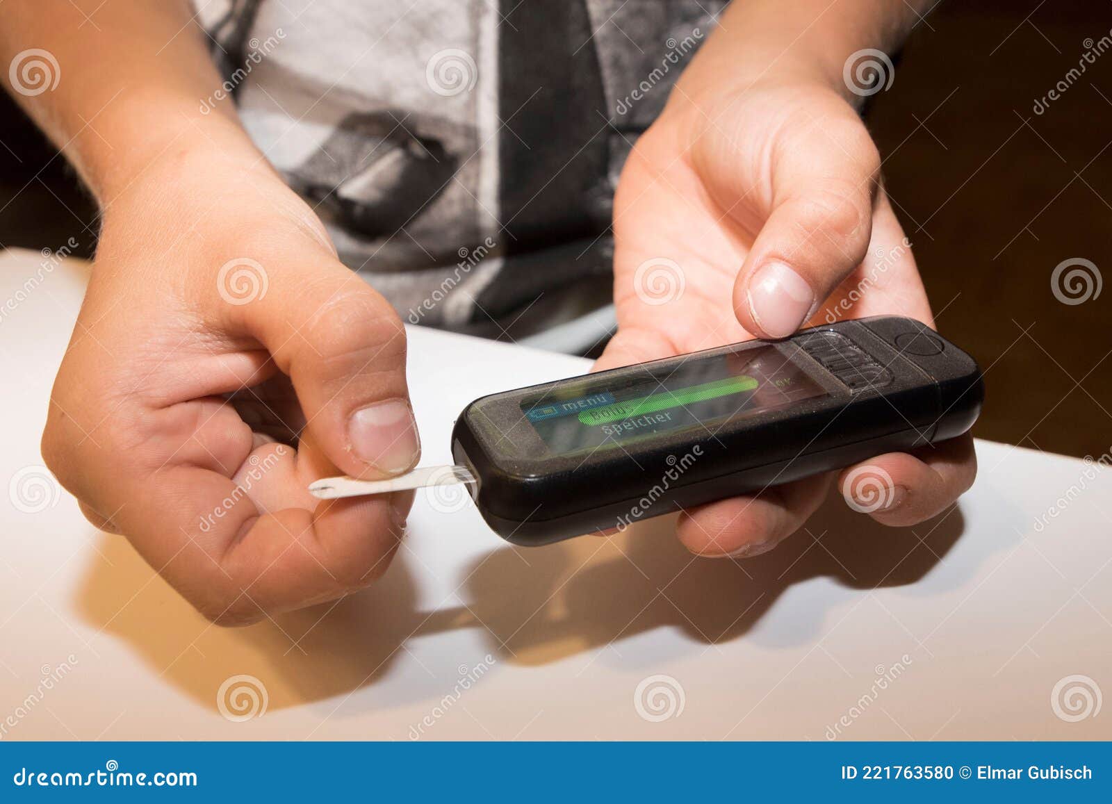 Blood Sugar Level Measurement with a Blood Glucose Meter Stock Photo ...