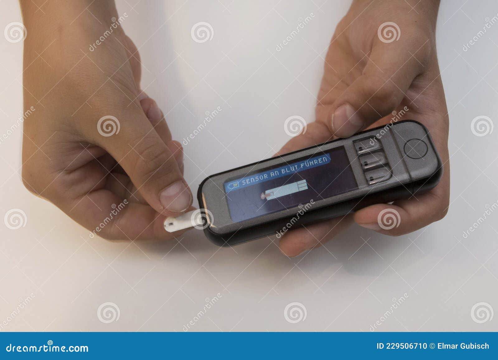 Blood Sugar Level Measurement with a Blood Glucose Meter Stock Photo ...