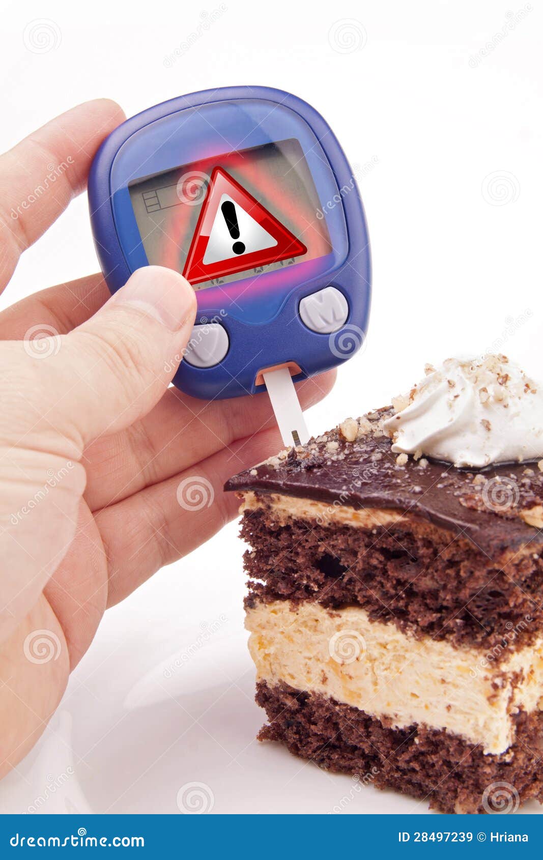 Blood Sugar Test with Warning Sign Stock Image - Image of humanhand ...