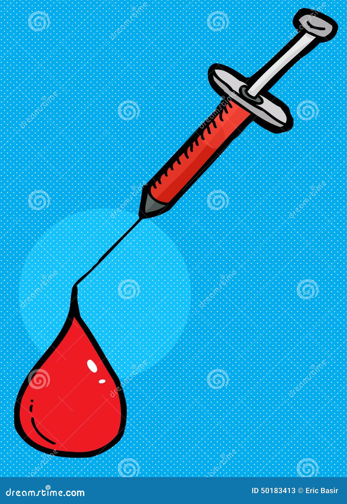 Blood and Syringe Over Blue Stock Illustration - Illustration of serum ...