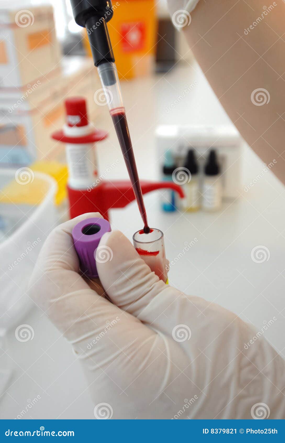 Blood test stock image. Image of hand, glove, clinical - 8379821