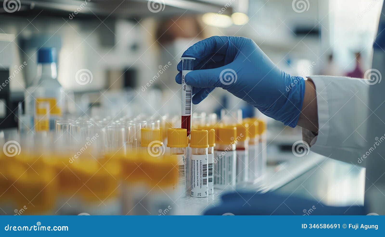 Blood Test Analysis in a Modern Lab Stock Illustration - Illustration ...