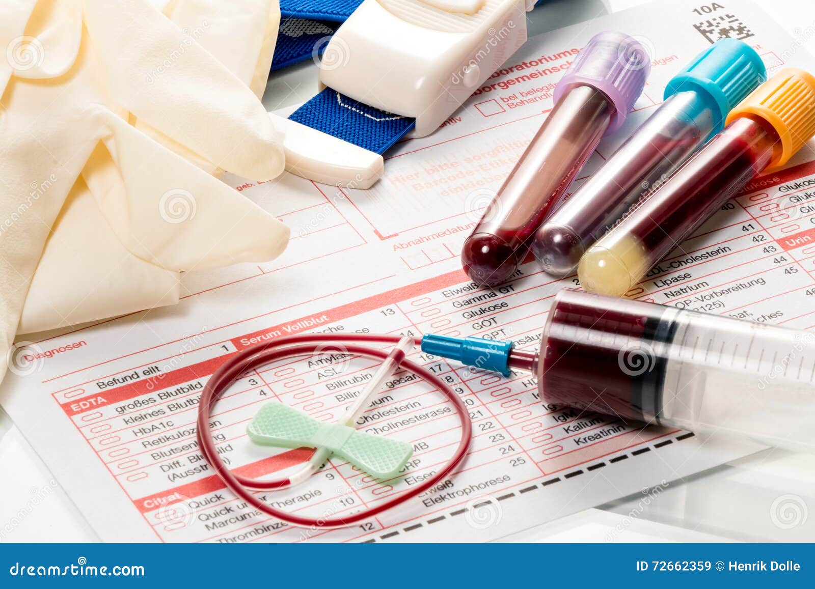 Blood Test, Blood Samples on a Laboratory Form Stock Image - Image of ...