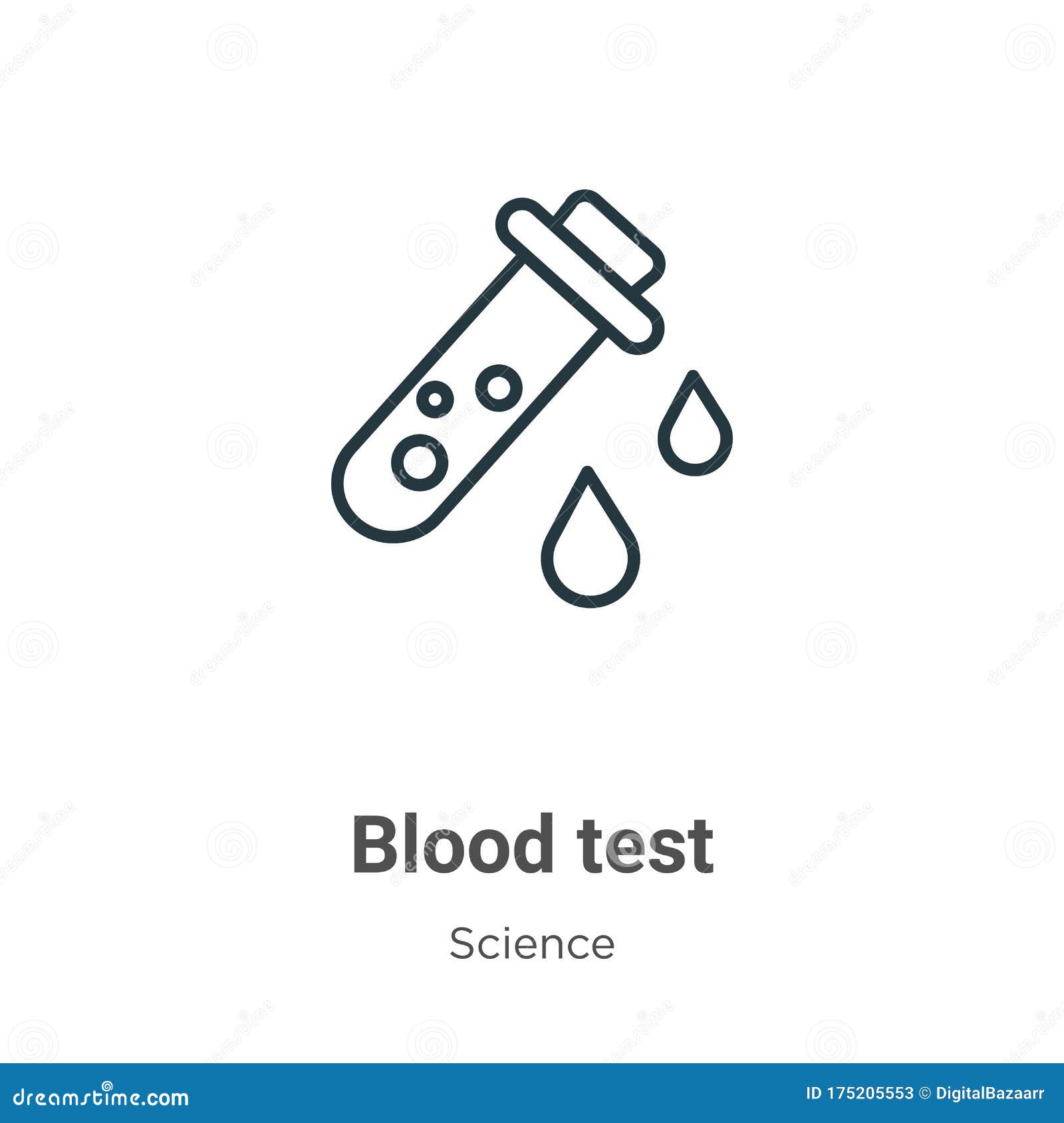 Blood Test Outline Vector Icon. Thin Line Black Blood Test Icon, Flat ...