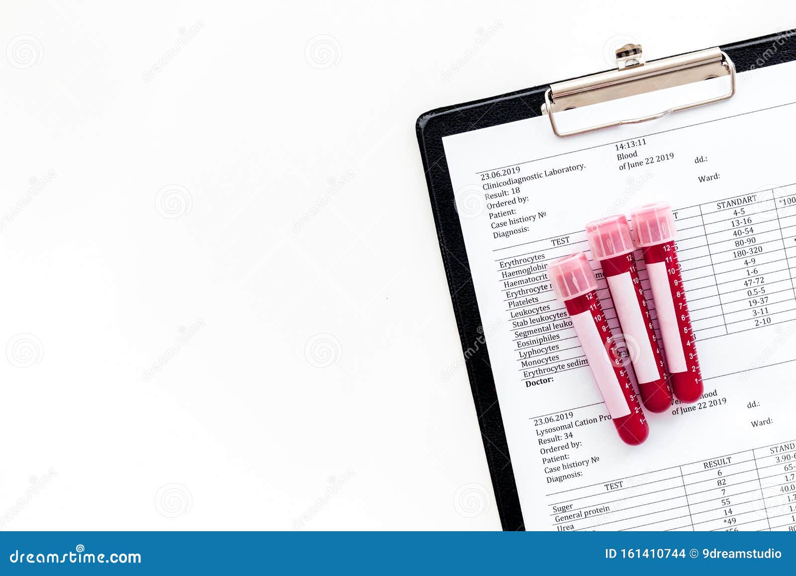 Blood Test Results on White Background Top View Copy Space Stock Photo ...