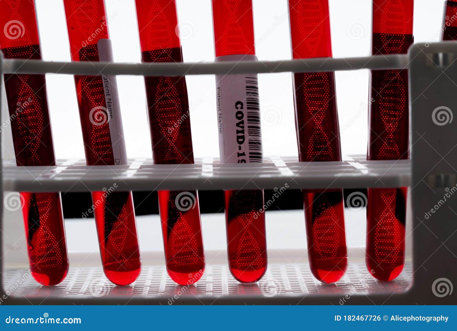 Blood Test Sample with DNA Icon for COVID 19 Virus Stock Photo - Image ...