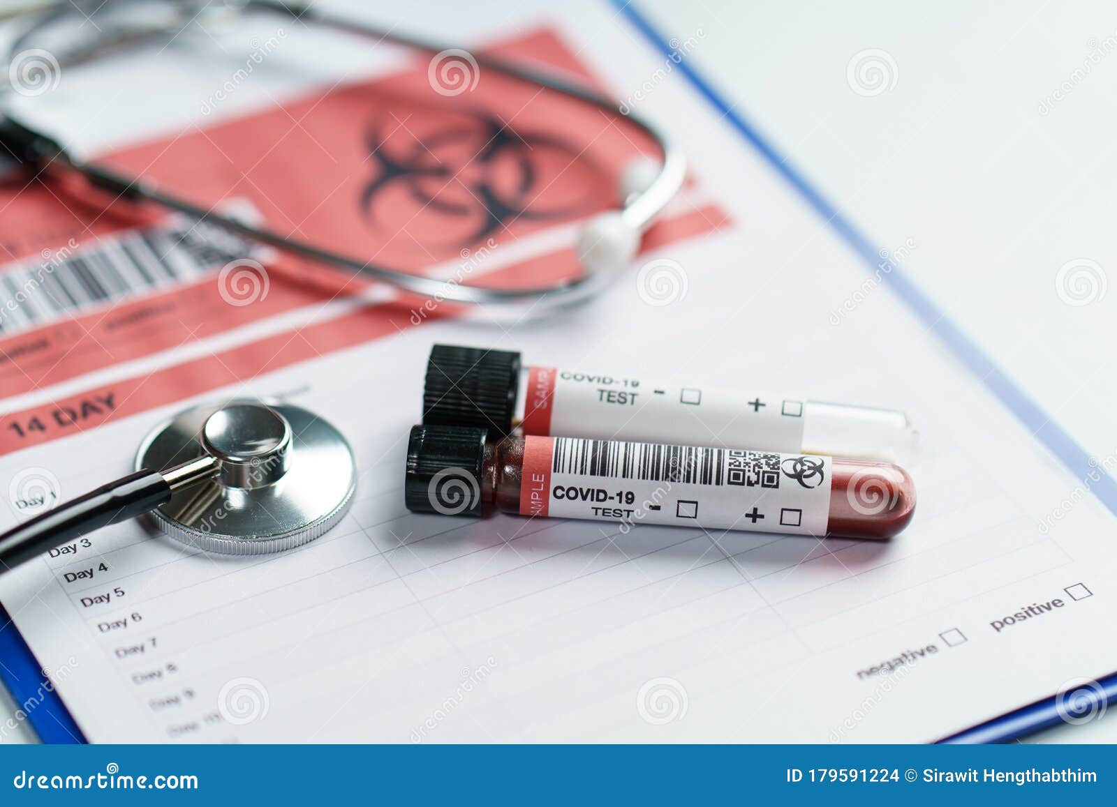 Blood Test Samples Tube and Swab Collection Kit in the Laboratory ...