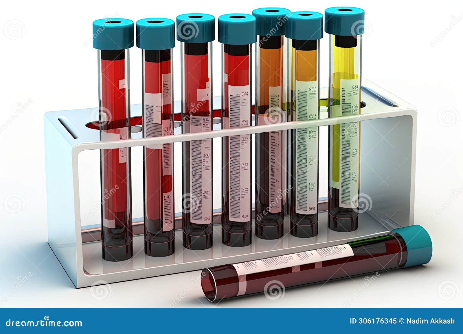 Blood Test Tubes. Blood Samples in a Rack Isolated on White. Gen Stock ...