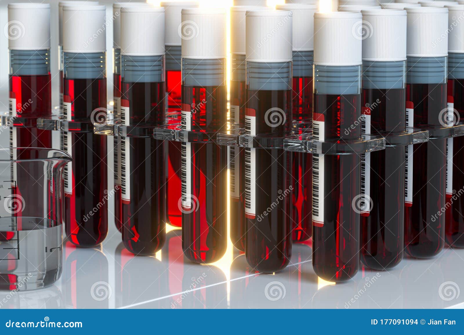Blood Test Tubes with Laboratory, 3d Rendering Stock Illustration ...