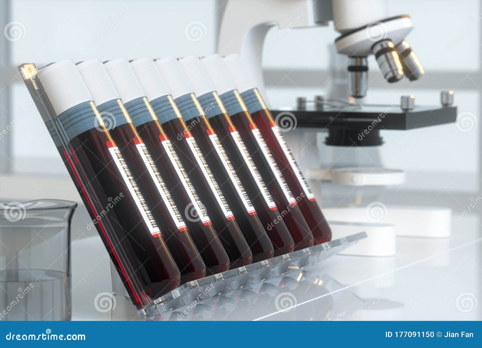 Blood Test Tubes with Laboratory, 3d Rendering Stock Illustration ...
