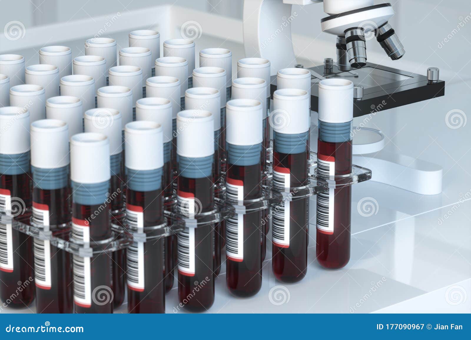 Blood Test Tubes with Laboratory, 3d Rendering Stock Illustration ...