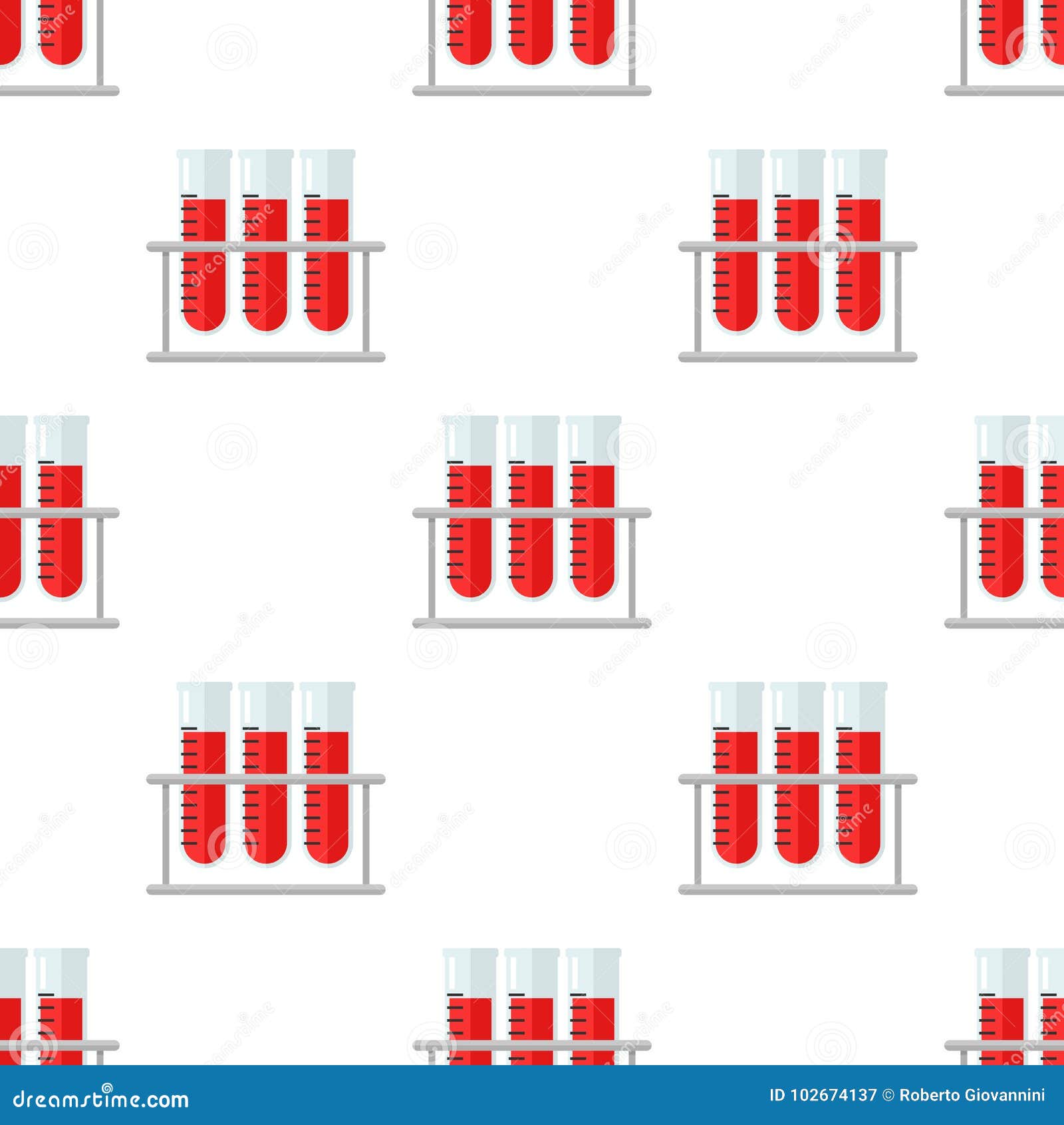 Blood Test Vials Flat Icon Seamless Pattern Stock Vector - Illustration ...