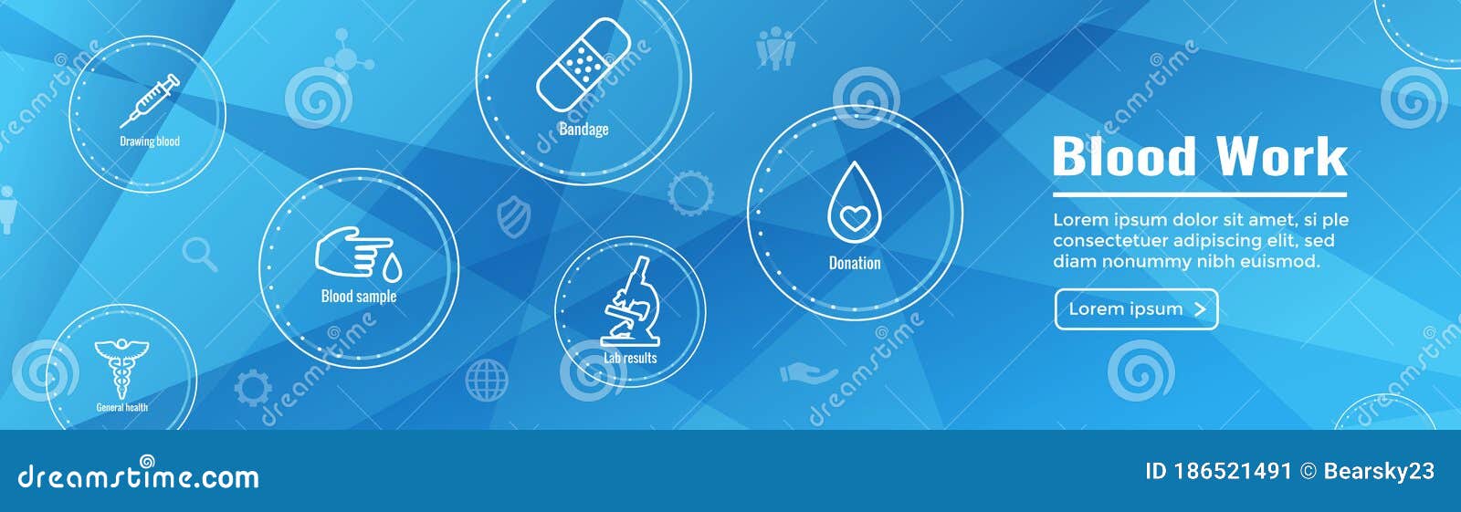 Blood Testing Work Icon Set and Web Header Banner Stock Vector ...