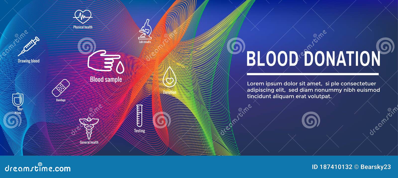 Blood Testing Work Icon Set and Web Header Banner Stock Vector ...