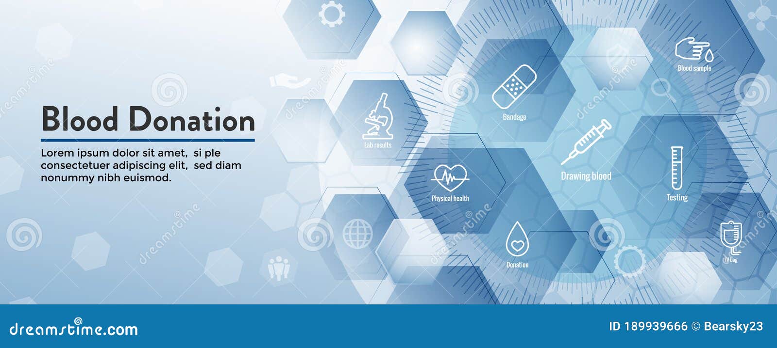 Blood Testing Work Icon Set and Web Header Banner Stock Vector ...