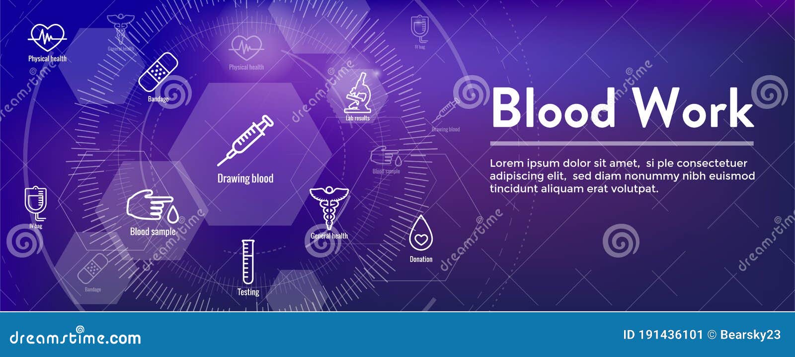 Blood Testing Work Icon Set and Web Header Banner Stock Vector ...