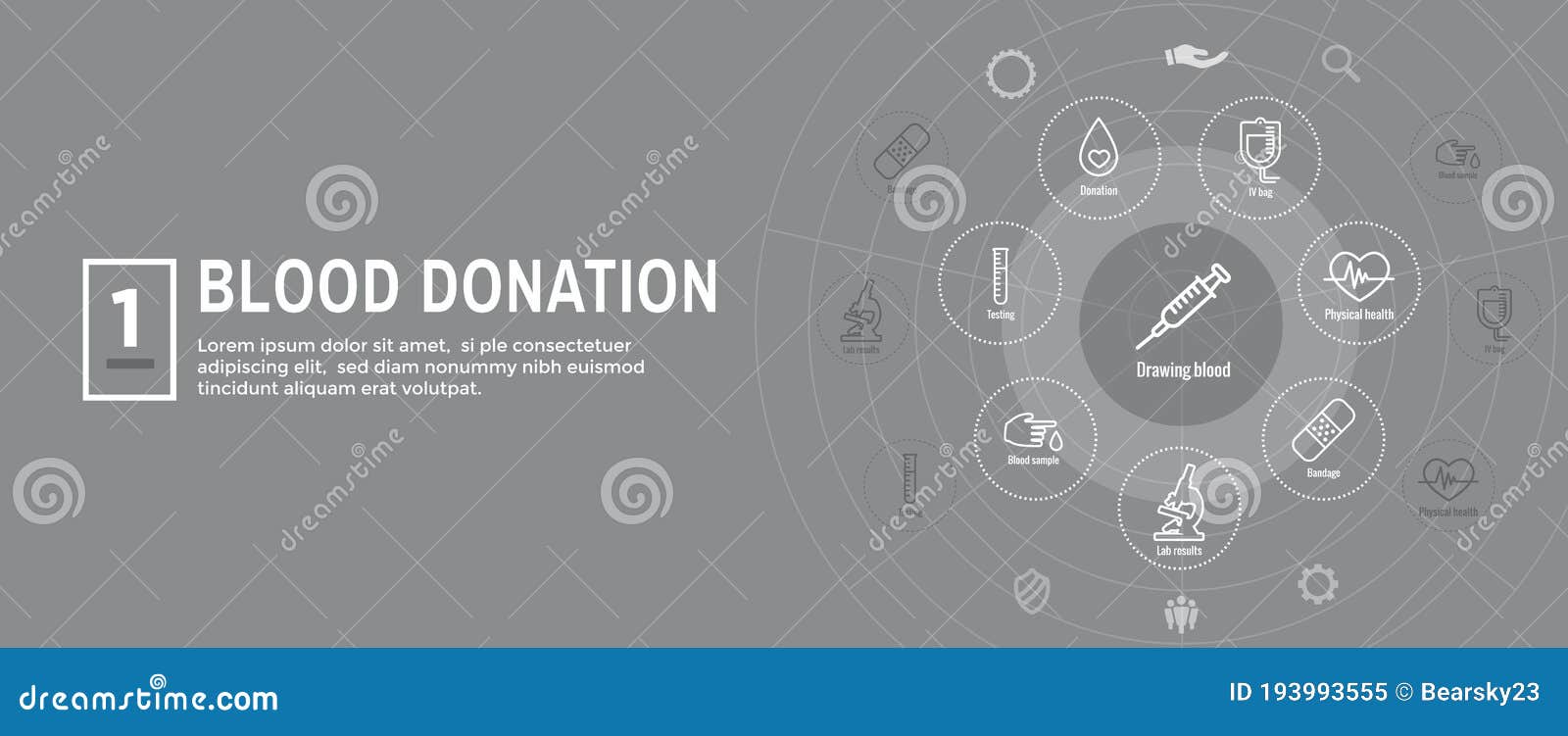 Blood Testing Work Icon Set and Web Header Banner Stock Vector ...