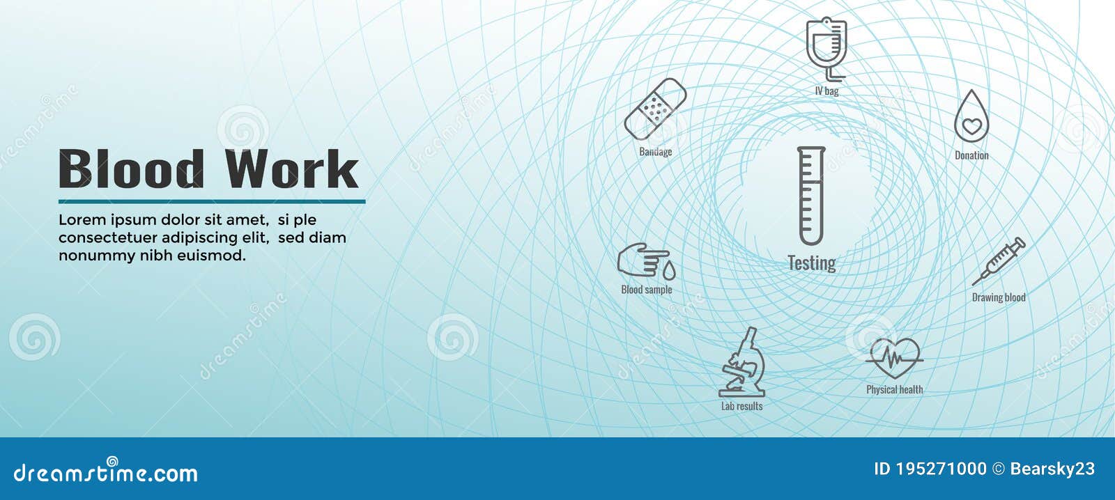 Blood Testing Work Icon Set and Web Header Banner Stock Vector ...