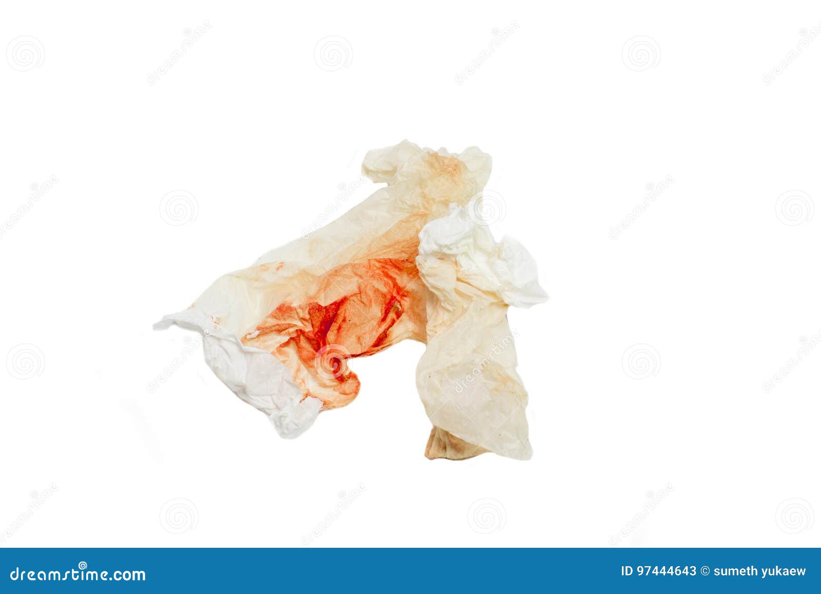 Blood On Tissue And Cotton On White Isolate Background With Cop Royalty ...