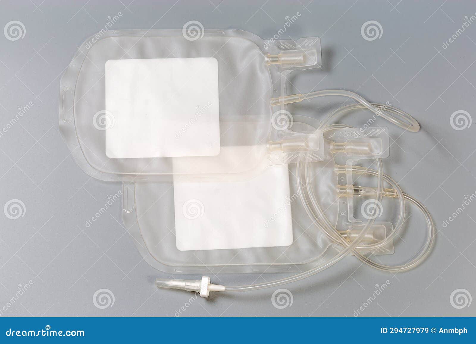 Blood Transfusion System with Double Blood Bags, Top View Stock Image ...