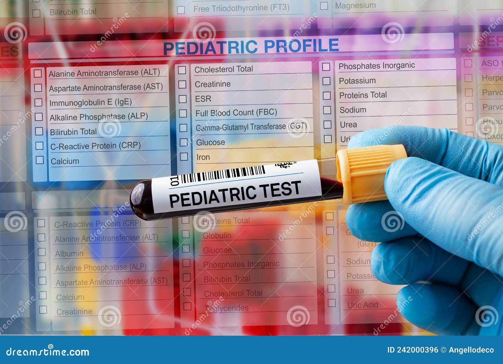 Blood Tube Test with Requisition Form for Pediatric Test Stock Photo ...