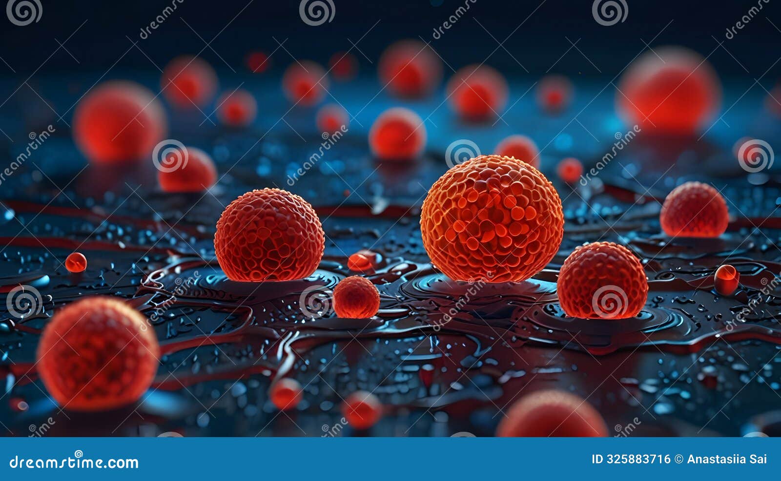 Blood under a microscope stock photo. Image of science - 325883716