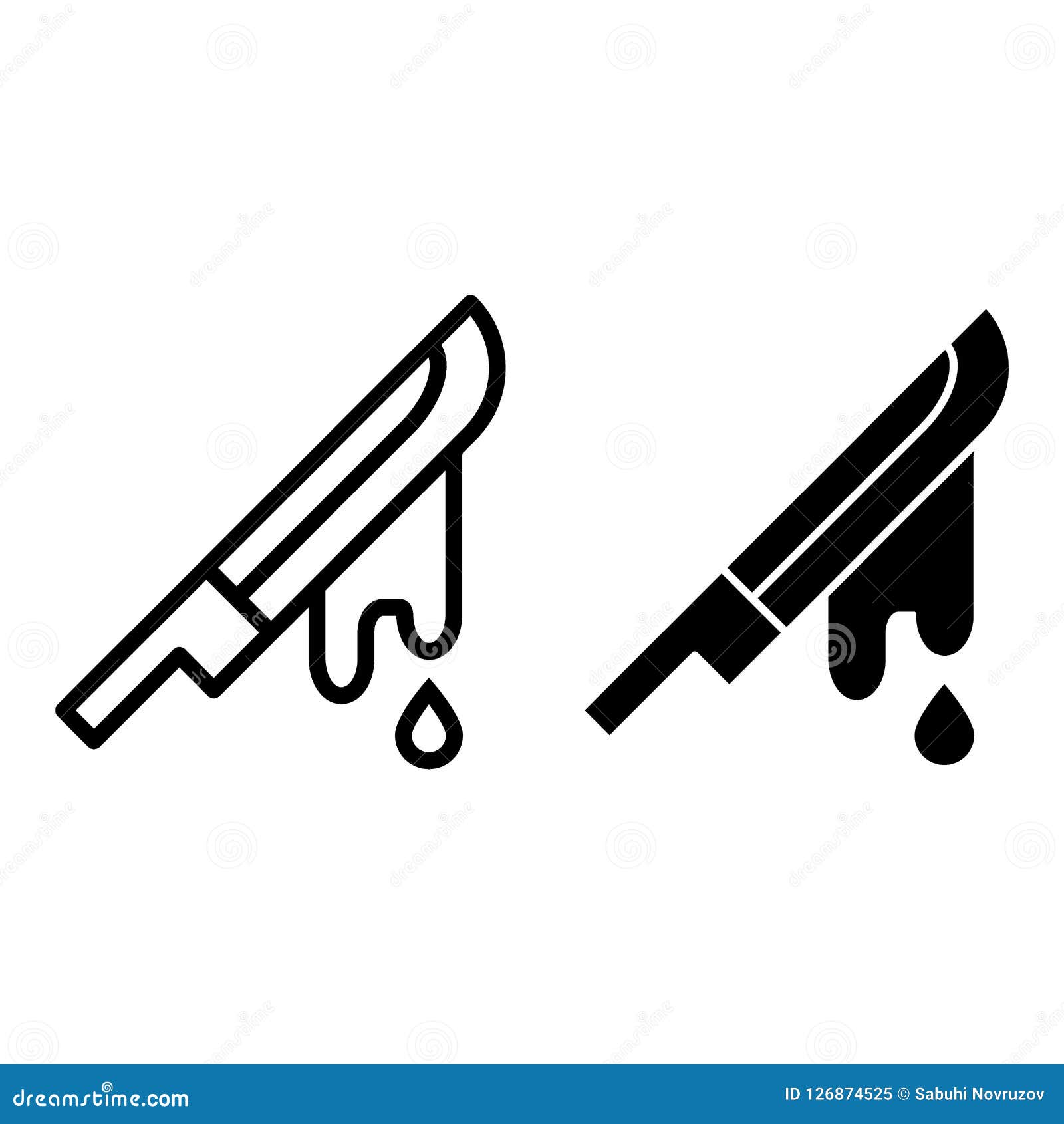 Bloodied Knife Line and Glyph Icon. Crime Vector Illustration Isolated ... Bloodied Knife Line and Glyph Icon. Crime Vector Illustration Isolated ...