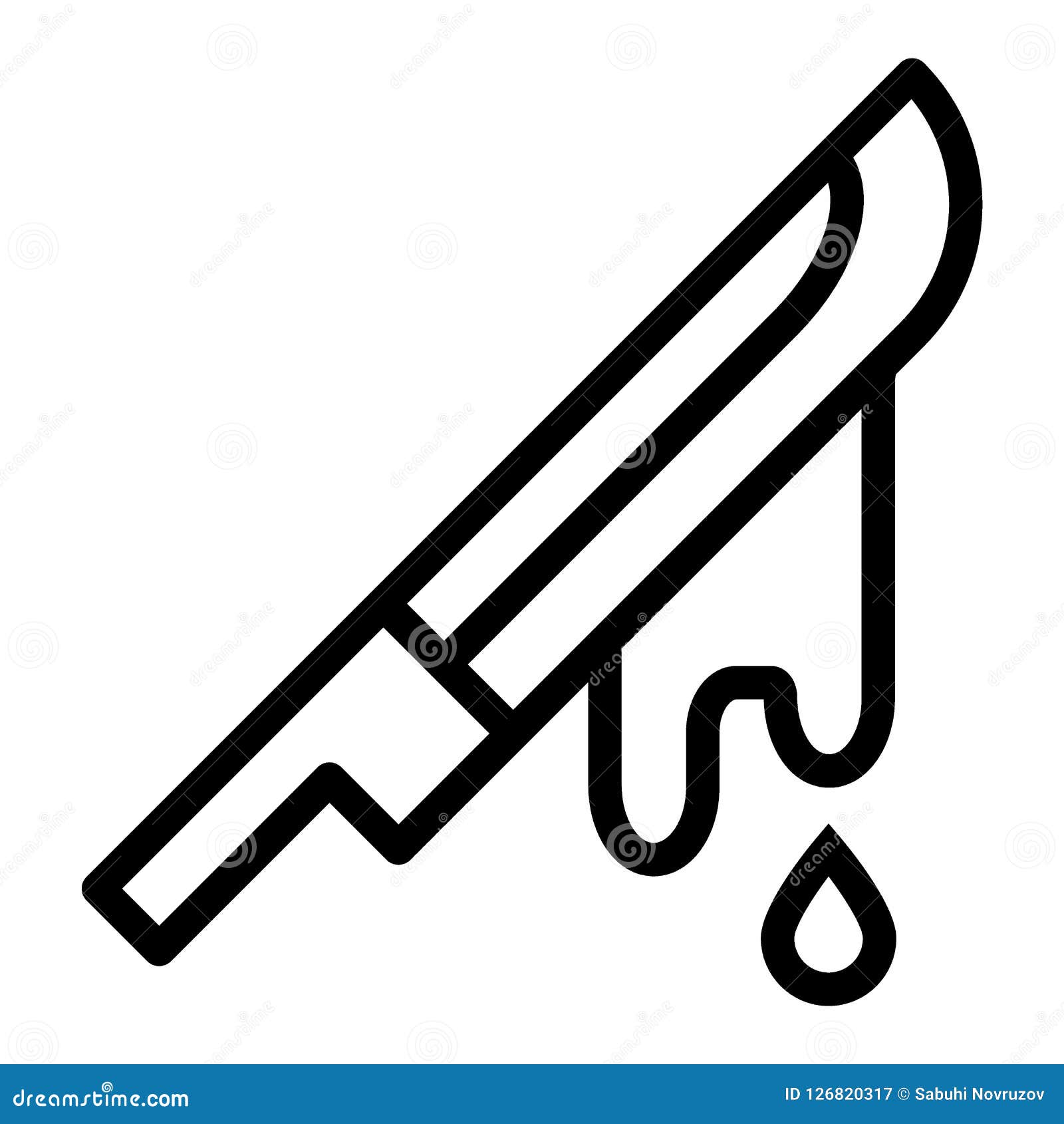 Bloodied Knife Line Icon. Crime Vector Illustration Isolated on White ... Bloodied Knife Line Icon. Crime Vector Illustration Isolated on White ...