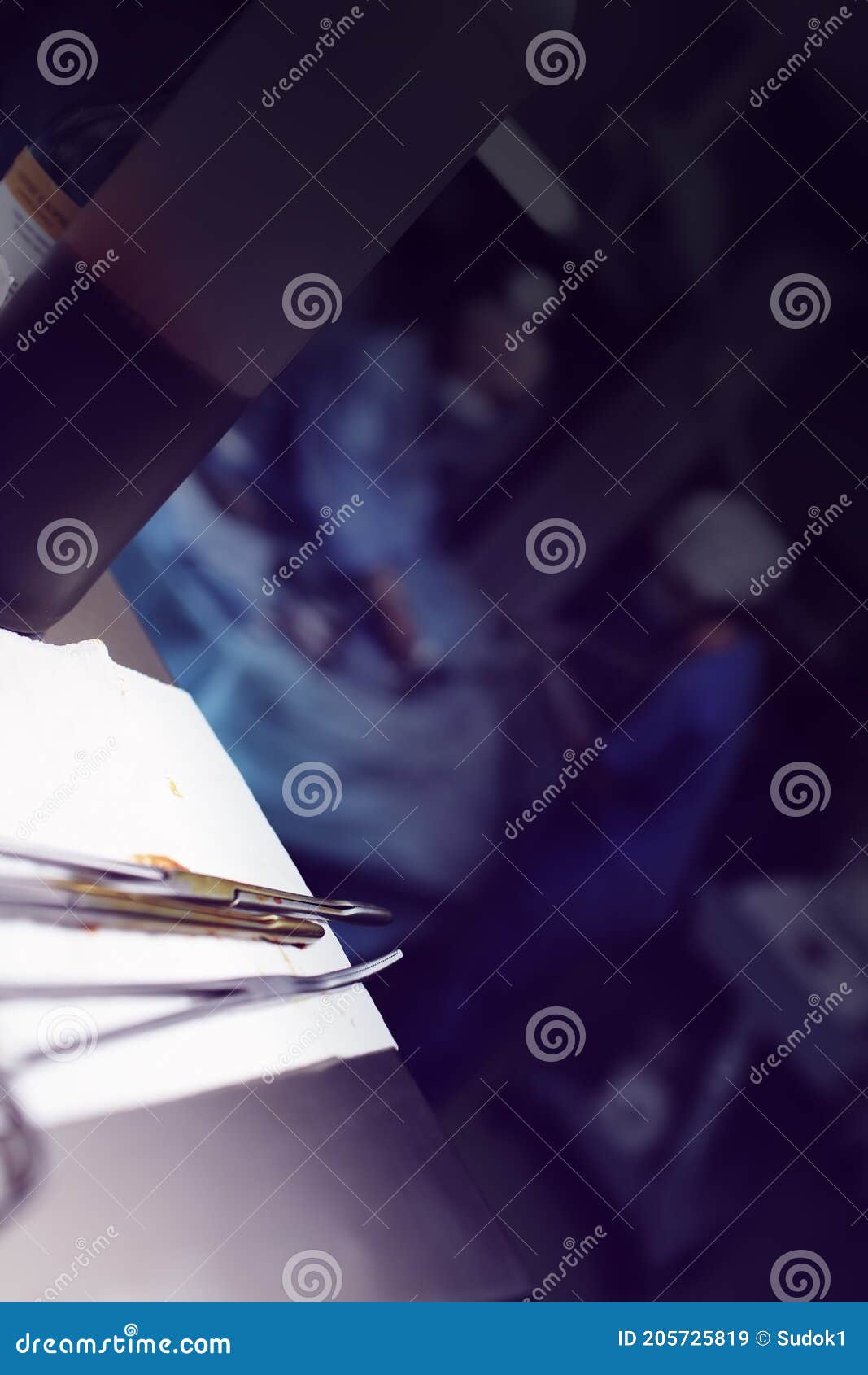 Bloodstained Surgical Tools on the Background of Working Surgical Team ...