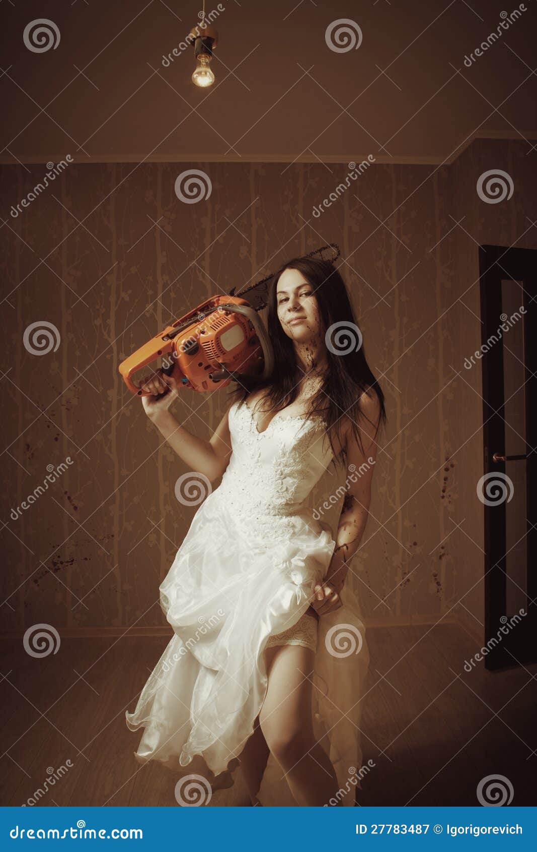 Bloody bride stock image. Image of illegal, horror, chainsaw - 27783487