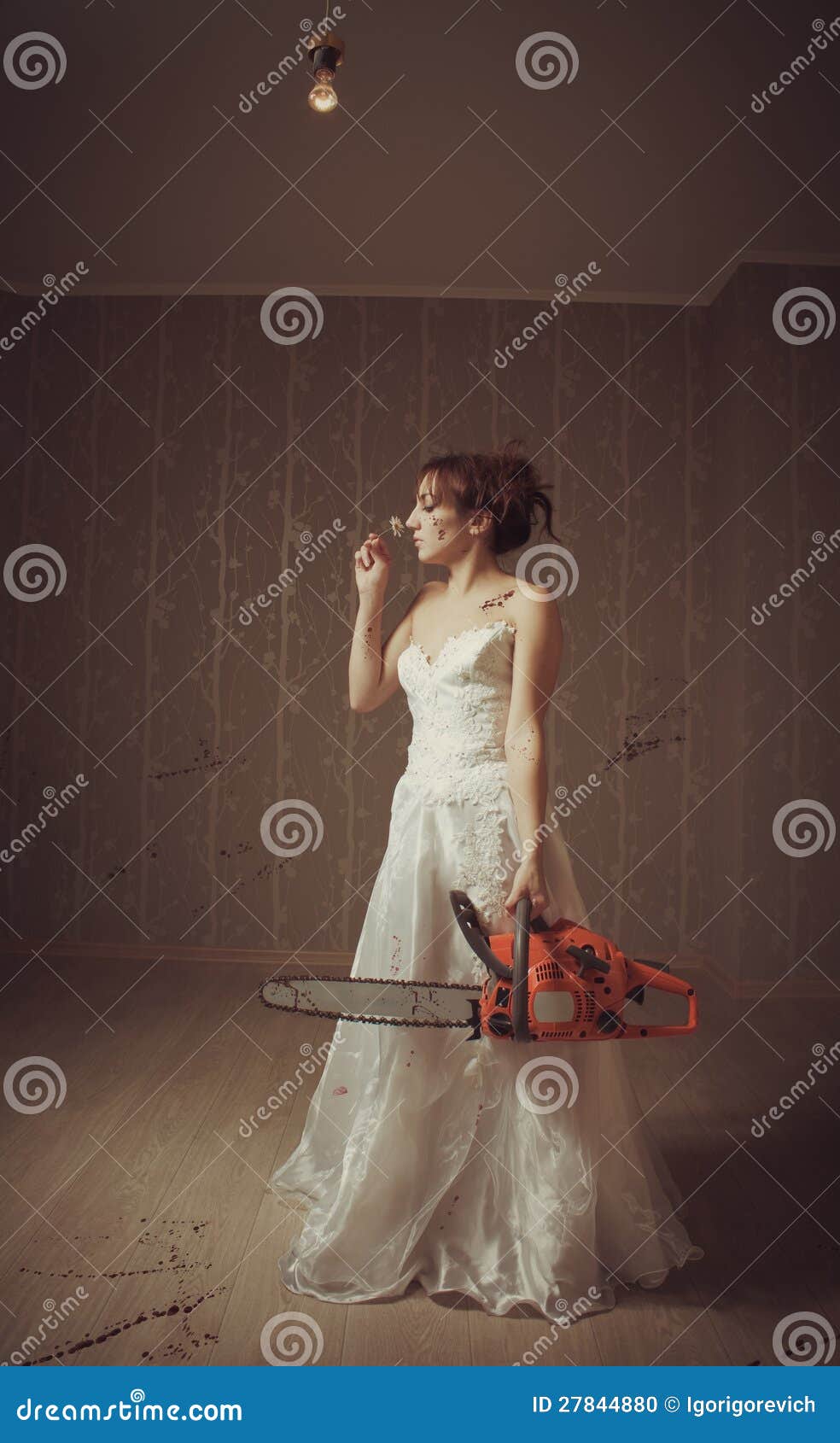 Bloody bride stock photo. Image of aggressive, chainsaw - 27844880