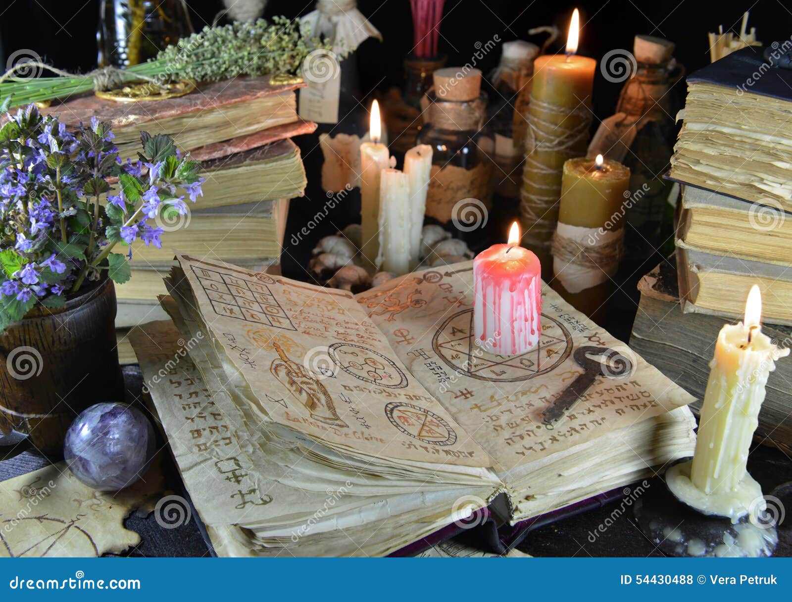 Bloody Candle on Witch Book Stock Photo - Image of ancient, bloody ...