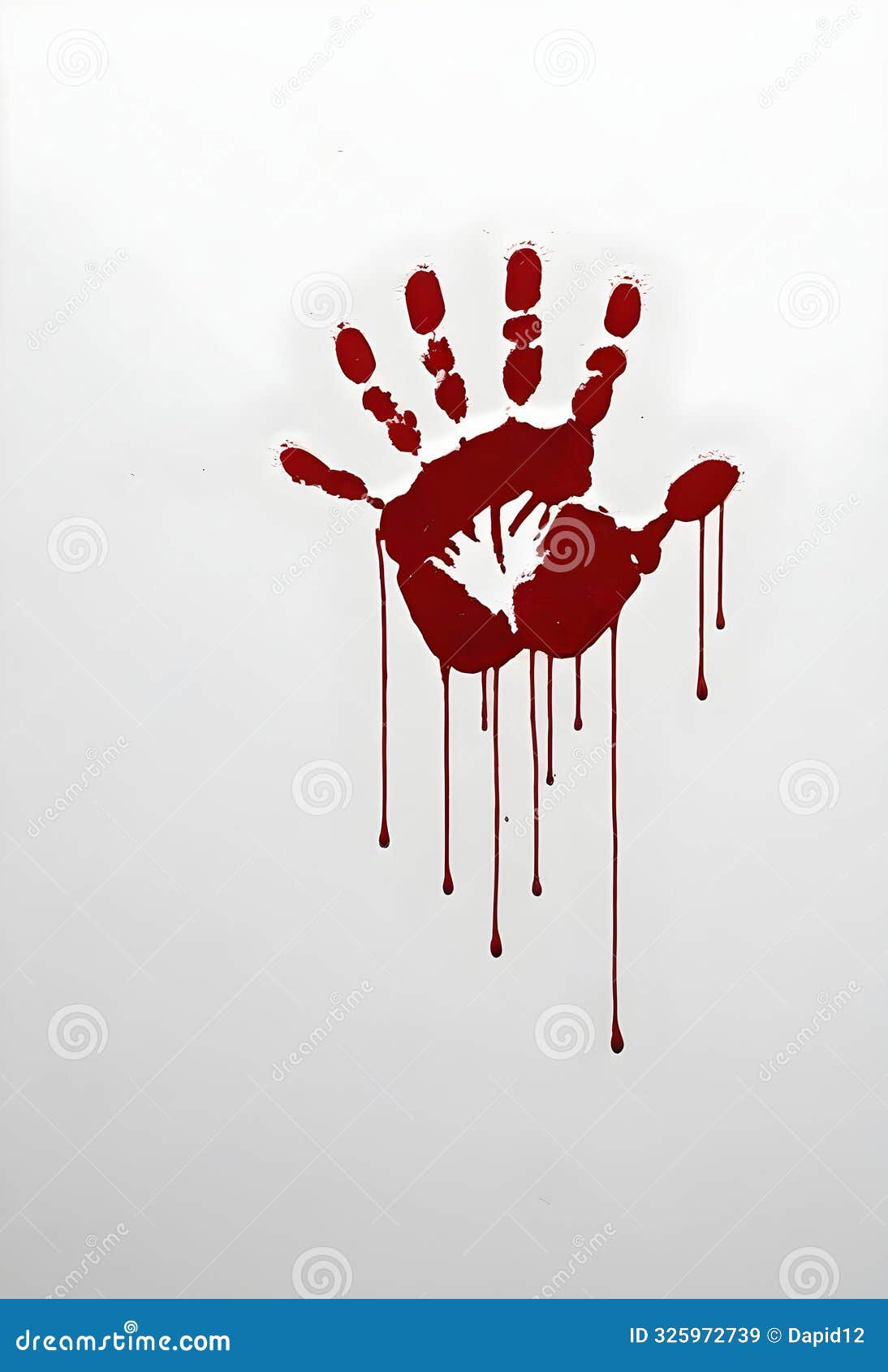A Bloody Hand with Blood Dripping Down the Middle of it Painted on a ...