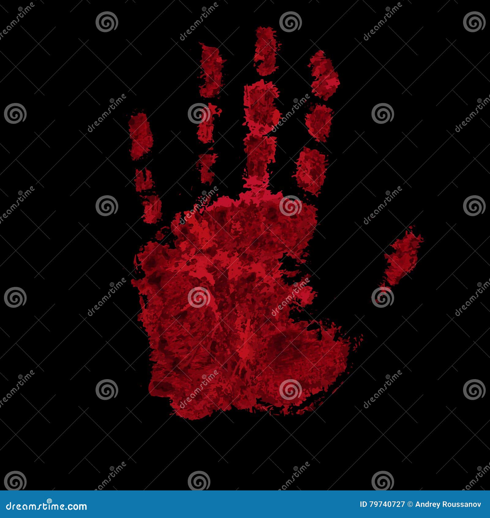 Bloody Hand Print Isolated on Black Background Stock Vector ...