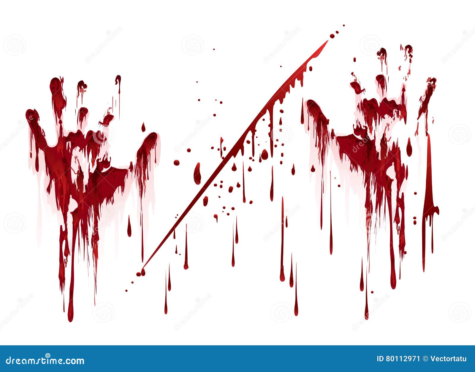 Bloody Hand Print Isolated White Background. Horror Scary Blood Dirty ...