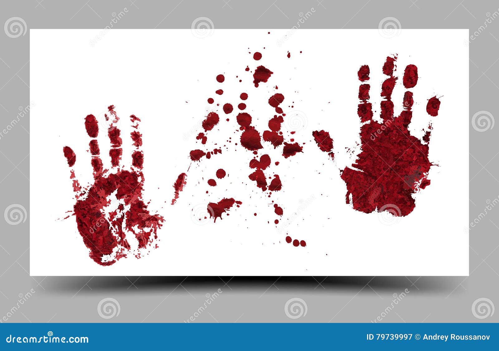 Bloody Hand Prints Isolated on White Background 16:9 Stock Vector ...