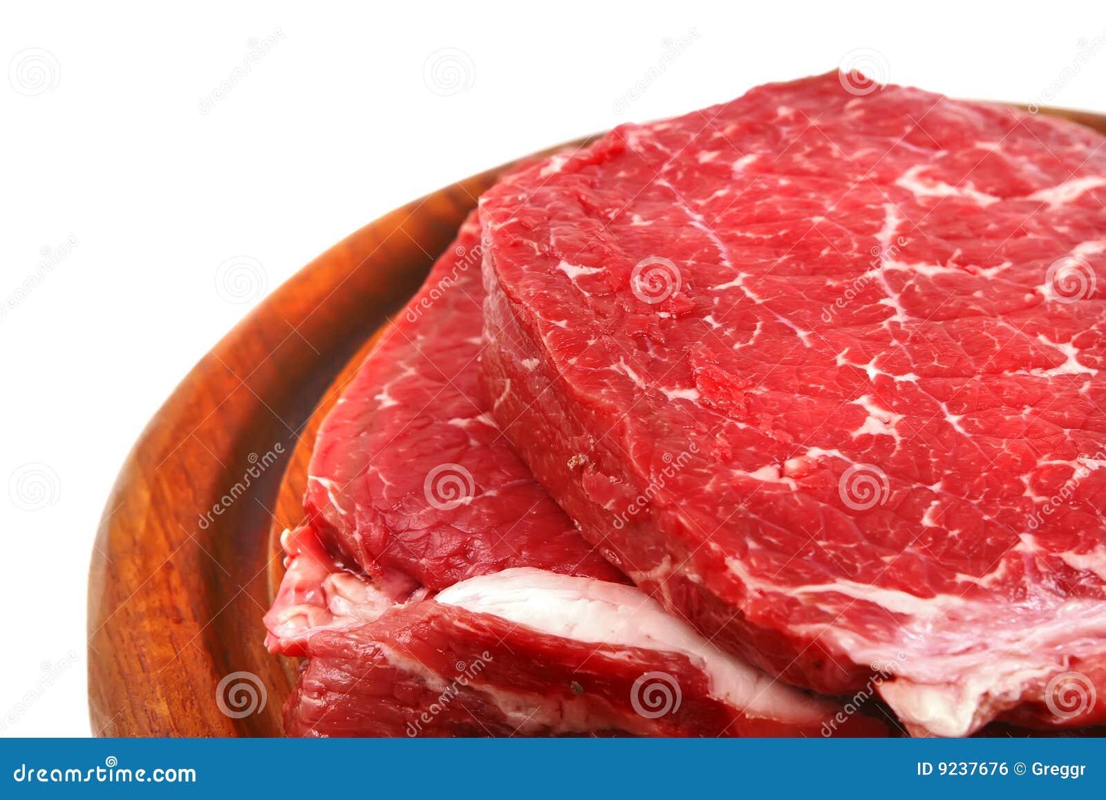 Bloody Meat on Wooden Plate Stock Photo - Image of fillet, protein: 9237676