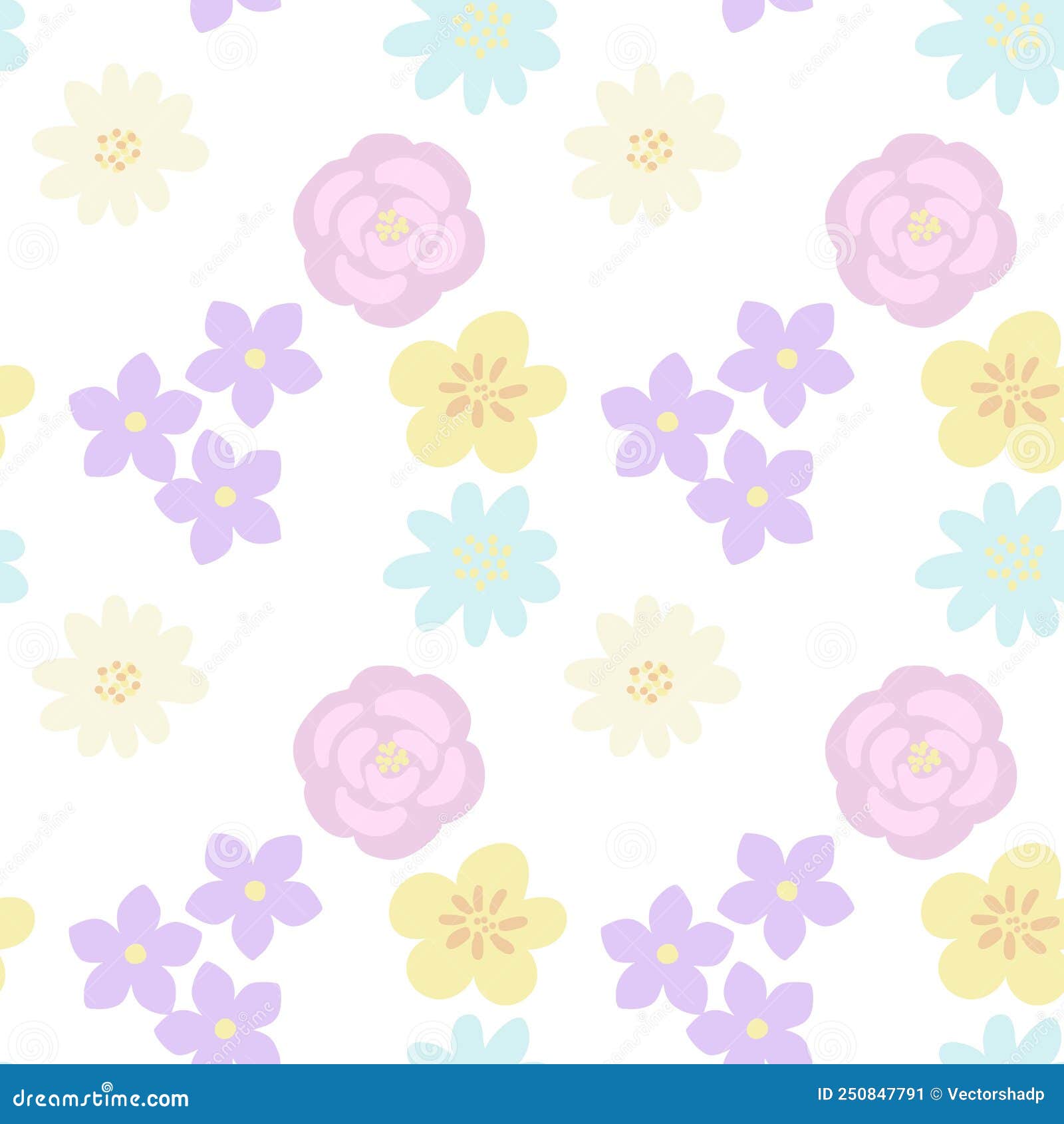 Bloom Flowers Seamless Pattern. Spring Summer Pastels Background Stock ...