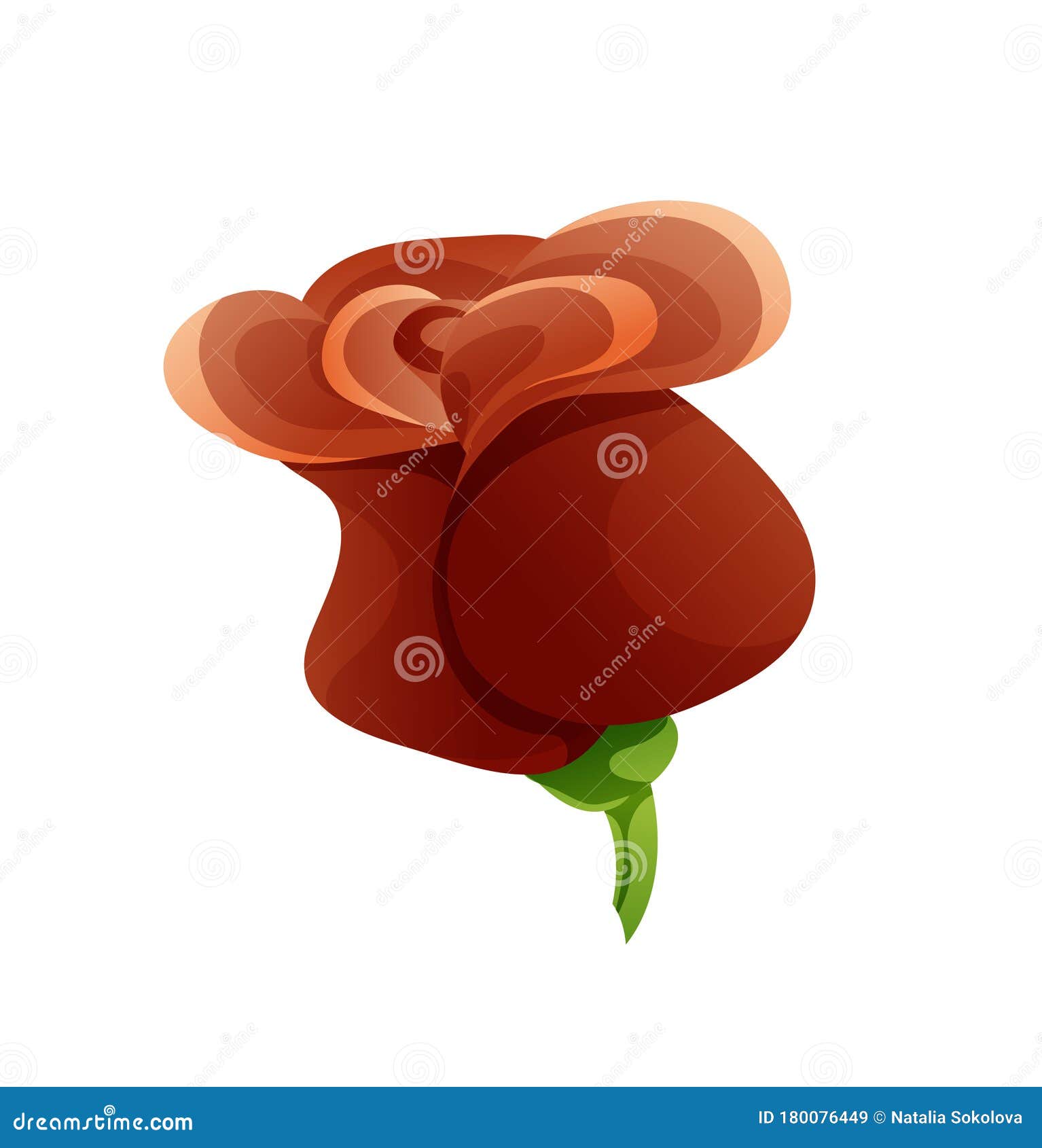 Bloom of Red Rose, Cartoon Style. Vector Drawing Stock Vector ...