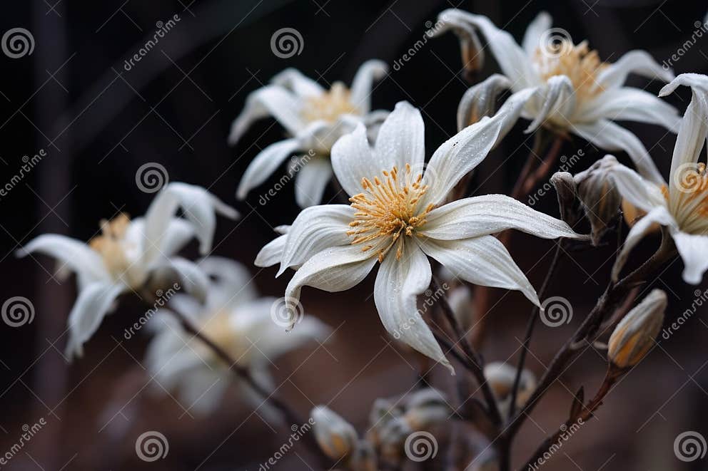 A Blooming Flower Distinct from a Cluster of Withered Ones Stock Photo ...