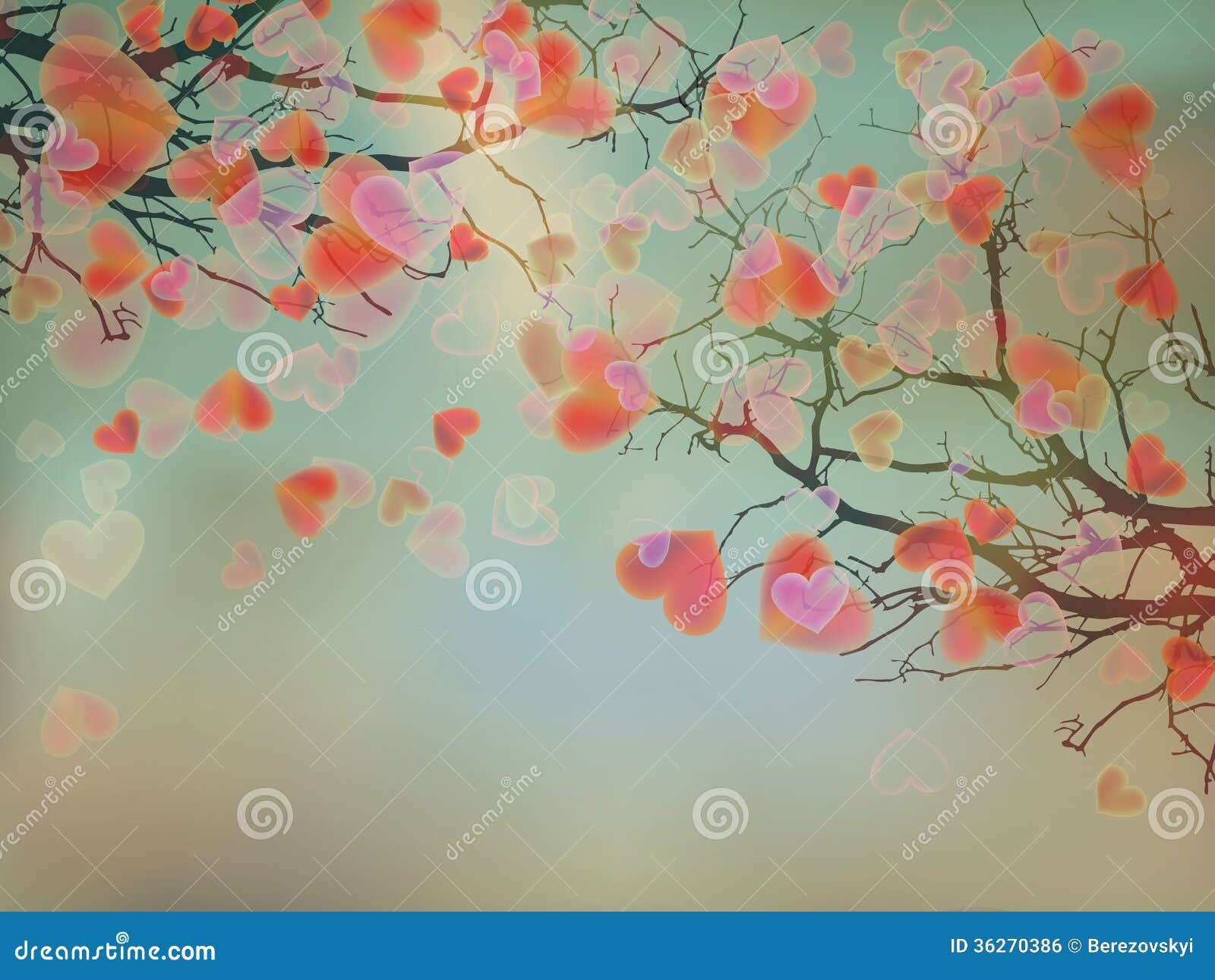 Blooming Hearts Tree Concept. EPS 10 Stock Vector - Illustration of ...