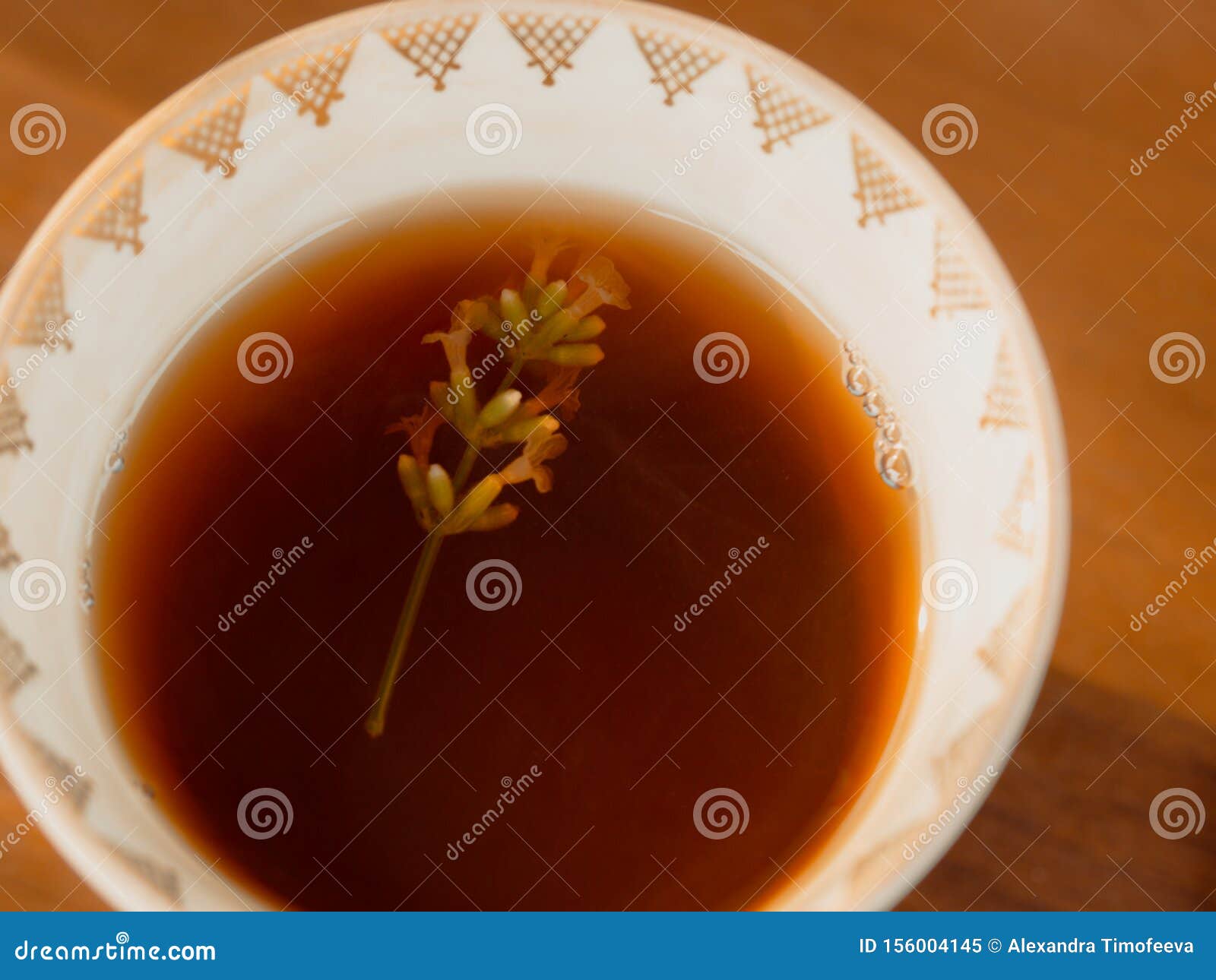 Blooming Lavender Sprig in Black Tea Stock Image - Image of beverage ...