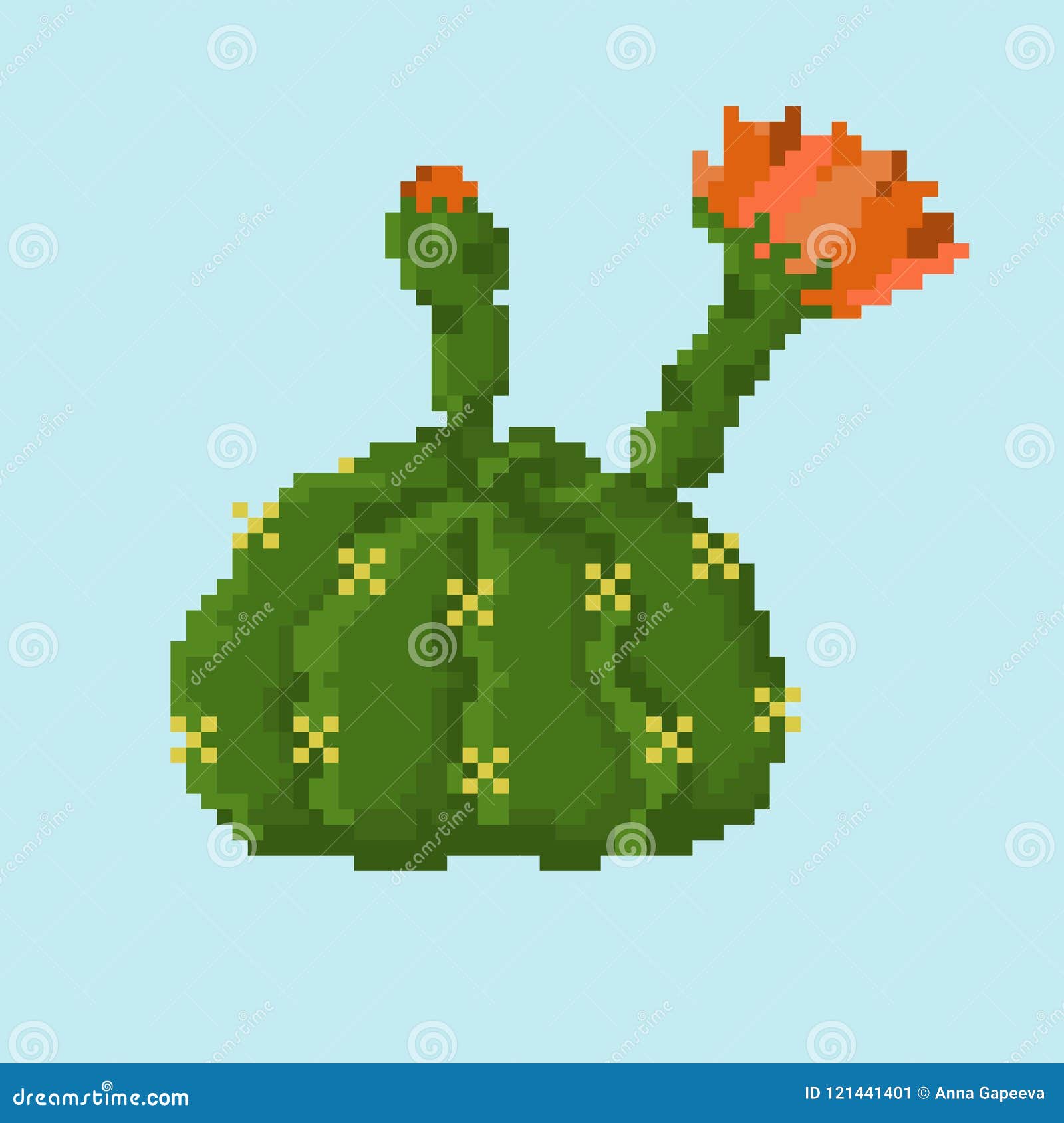 Pixel Art Cactus Tilesets And Plants. Vector Game | CartoonDealer.com ...