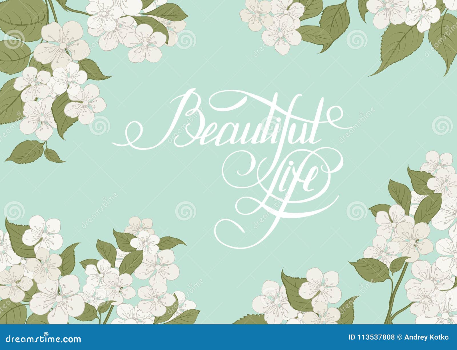 Blooming Sakura Rectangle Frame. Stock Vector - Illustration of floral ...
