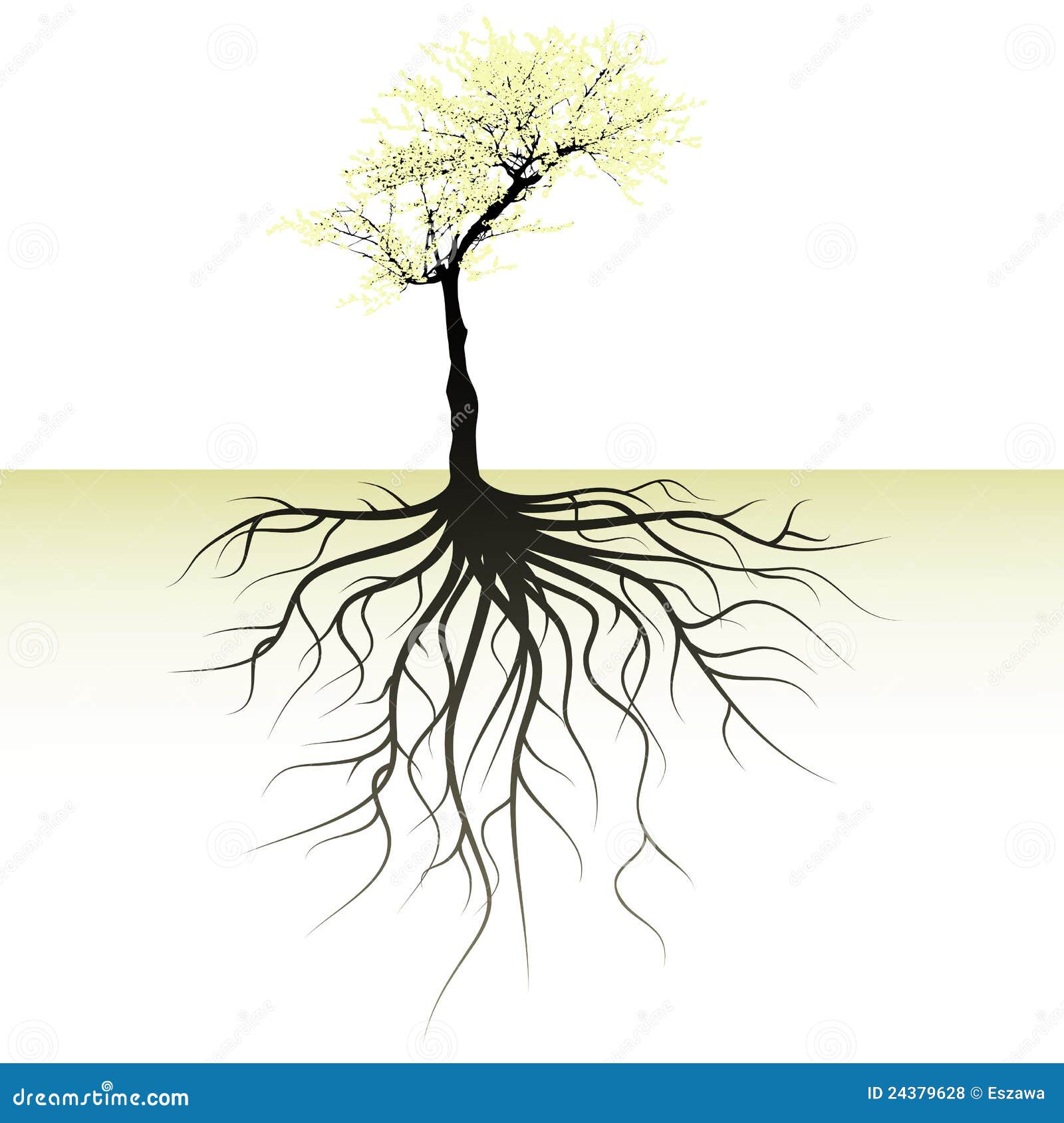 Blooming Tree With Roots In The Ground. Sectional Land. Tree Growth ...