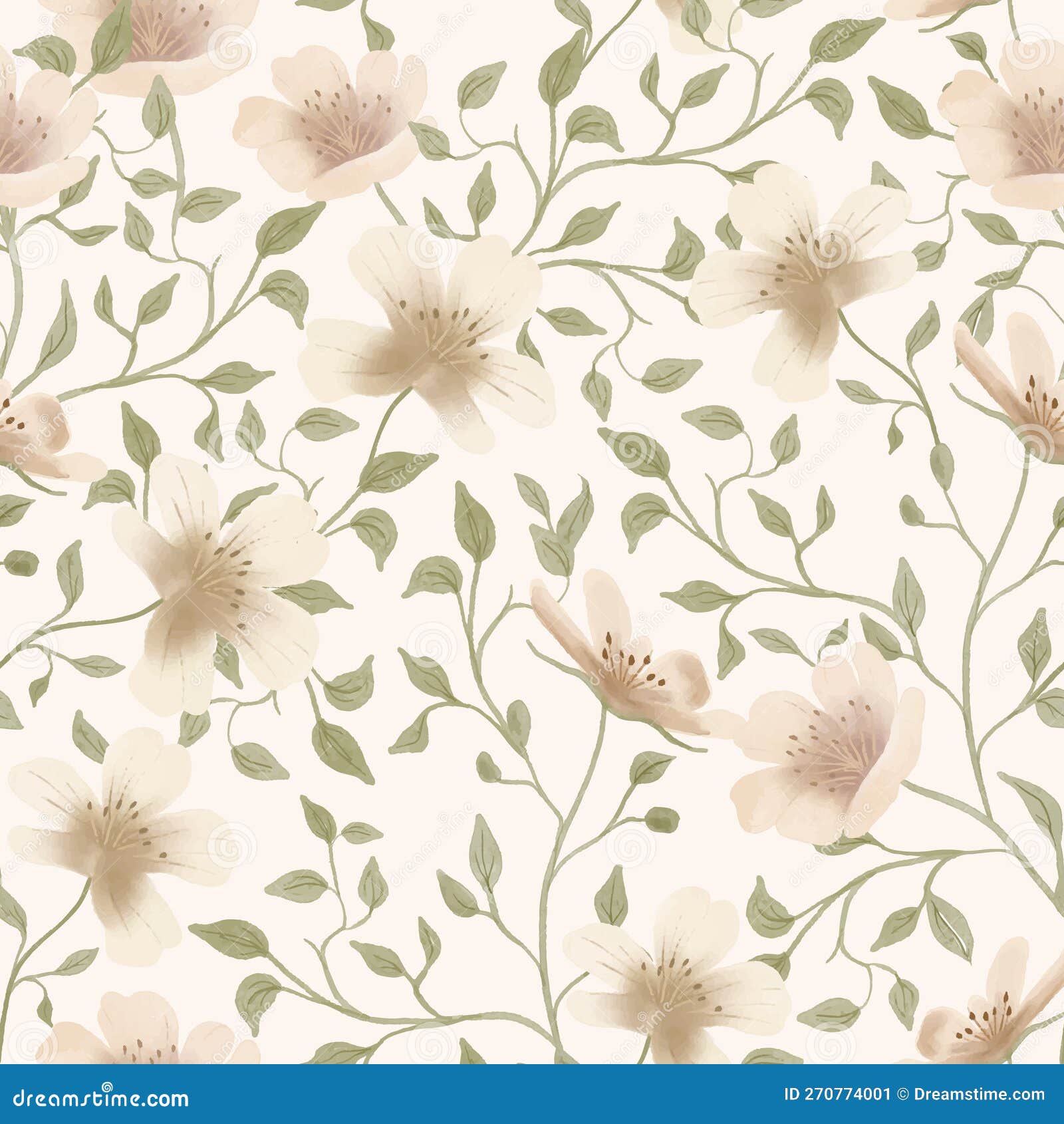 Blooming Tree. Seamless Pattern with Flowers. Spring Floral Texture ...