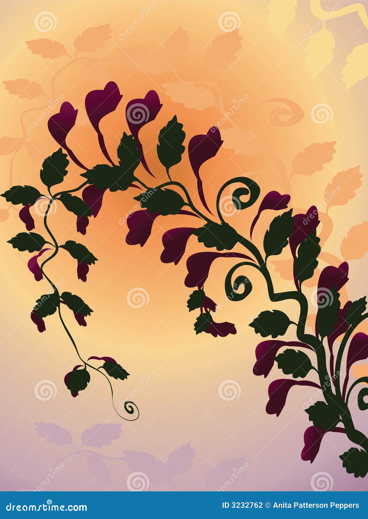 Blooming vine background stock vector. Illustration of leaves - 3232762