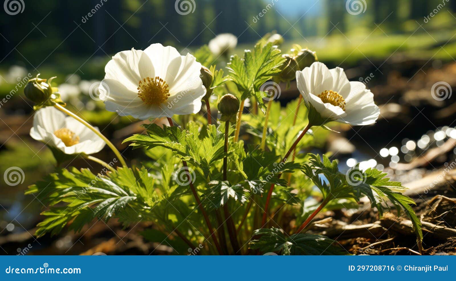 Blooming White Forest a Single Strawberry Stock Photo - Image of stem ...