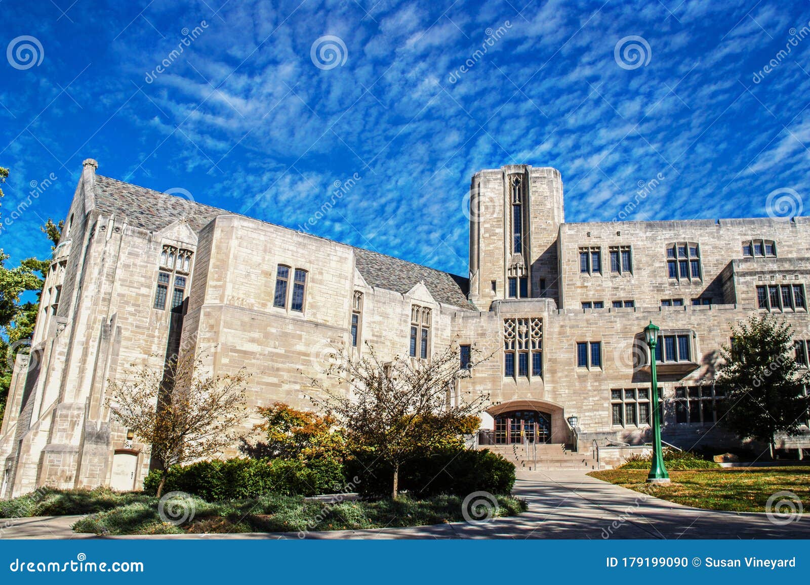 IU Building on Campus Under Dramatic Blue Sky with Pillow Clouds ...